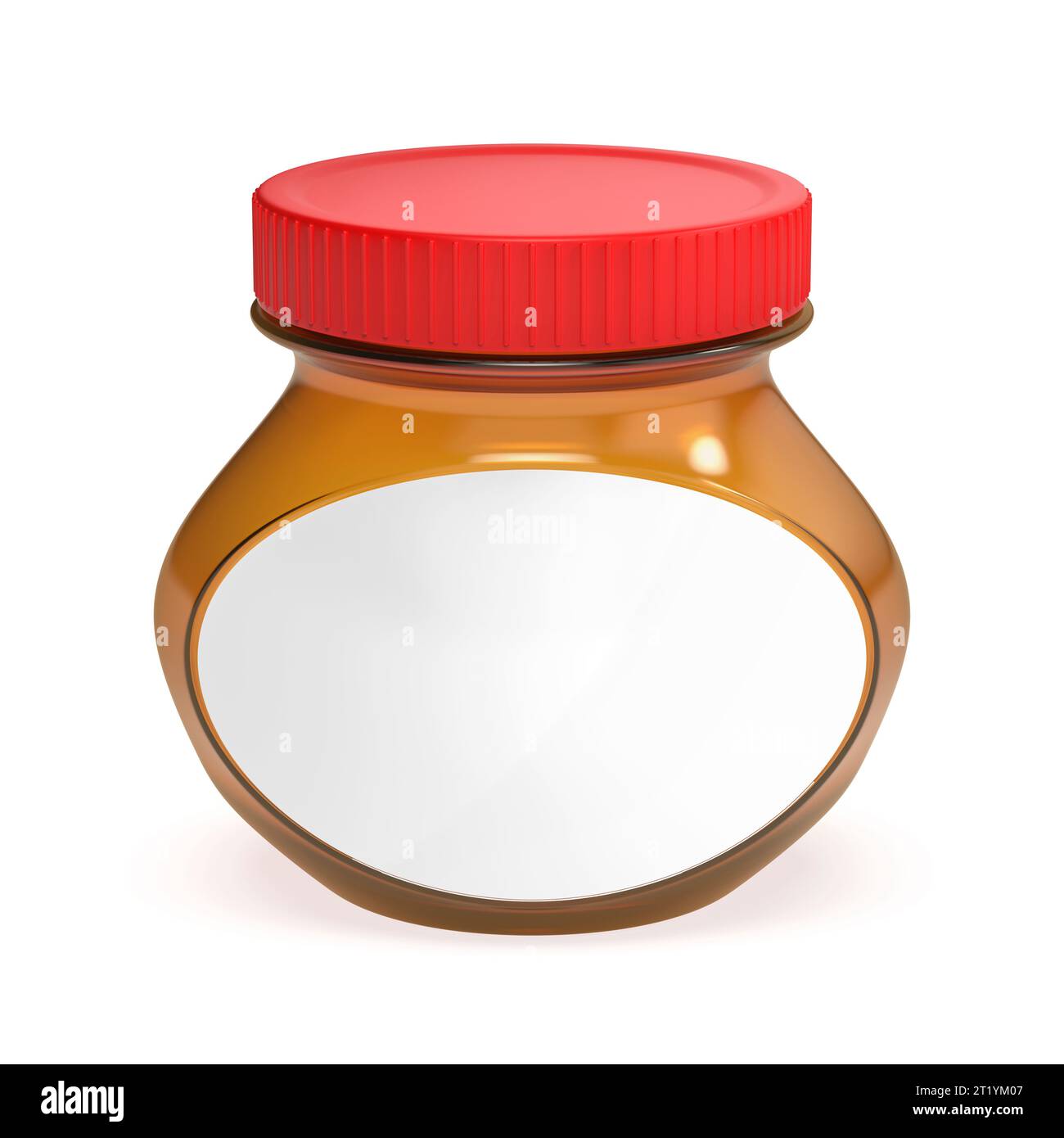 Empty oval glass jar with white blank label on white background Stock ...