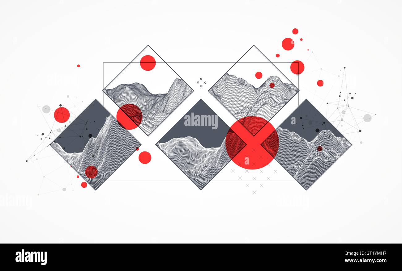 Modern science or technology elements in square. Trendy abstract ...