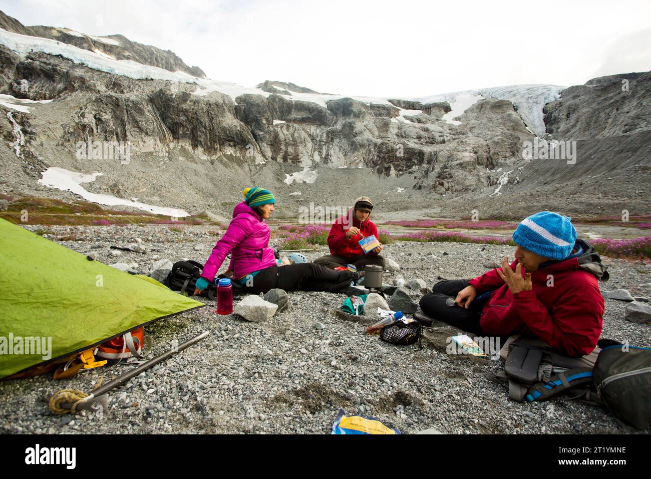 A tent and campers in a rocky, isolated valley in Washington's North ...
