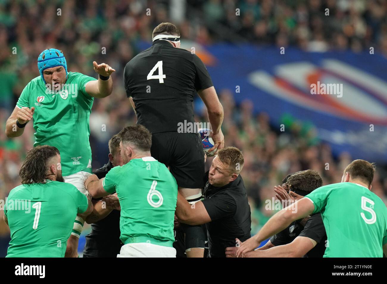 New Zealand's Brodie Retallick catches the ball in a line-out during ...