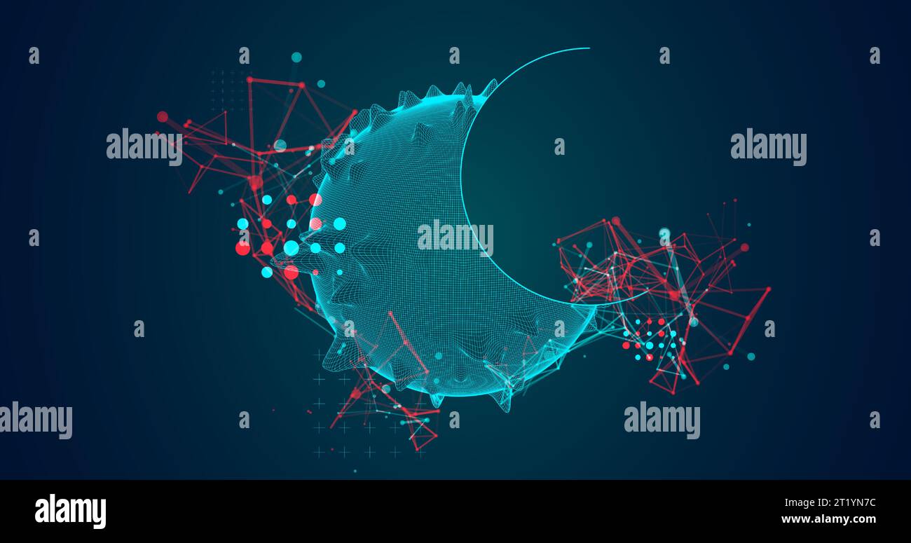 Sphere or virus theme with connected lines in technology style ...