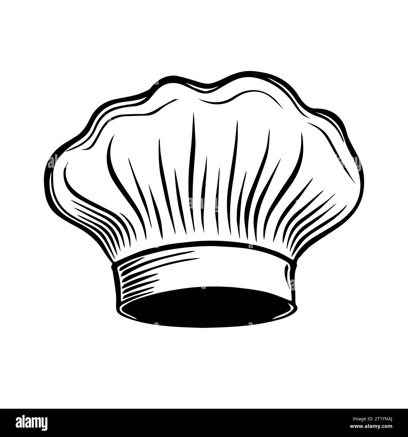 Chef hat icon. Drawing chef hat in flat design. Black isolated icon of ...