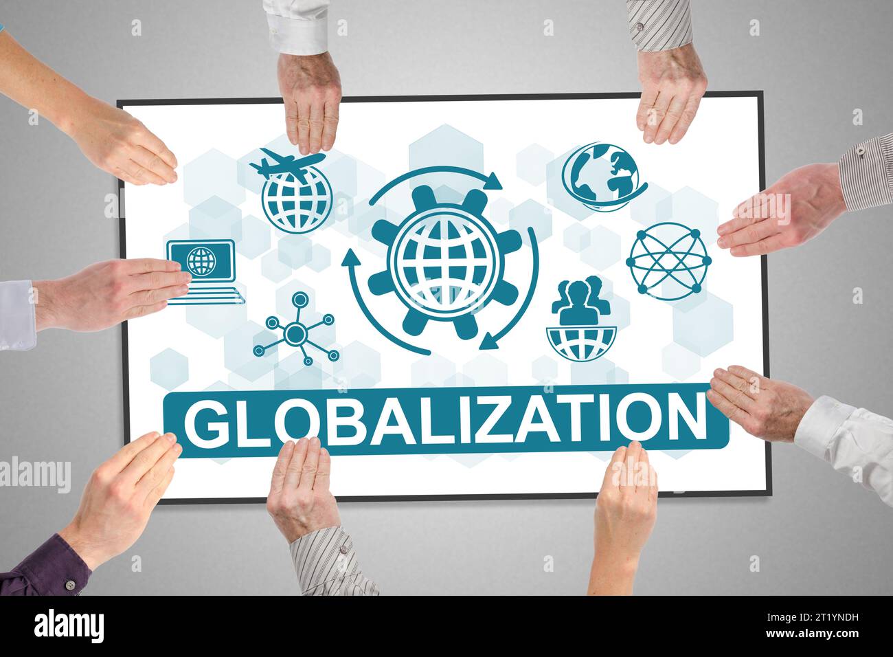 Globalization concept on a whiteboard held by hands Stock Photo - Alamy