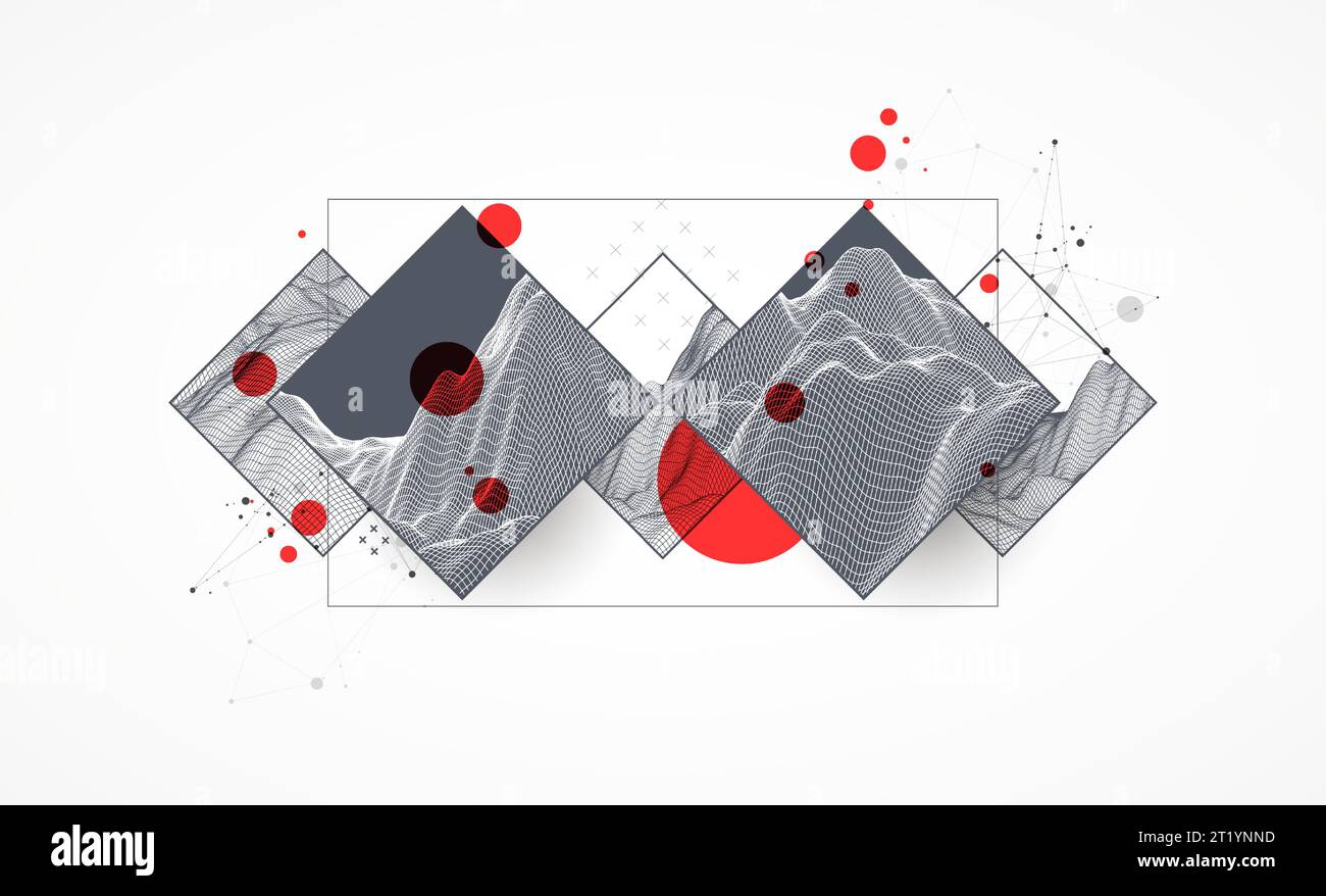 Modern science or technology elements in square. Trendy abstract ...
