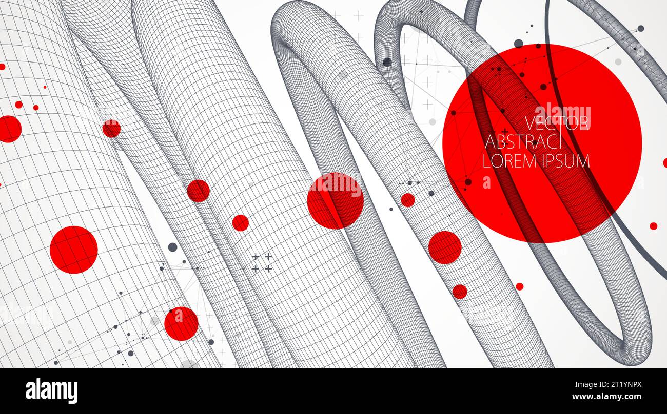 Modern science or technology art background. Vector wireframe spiral ...