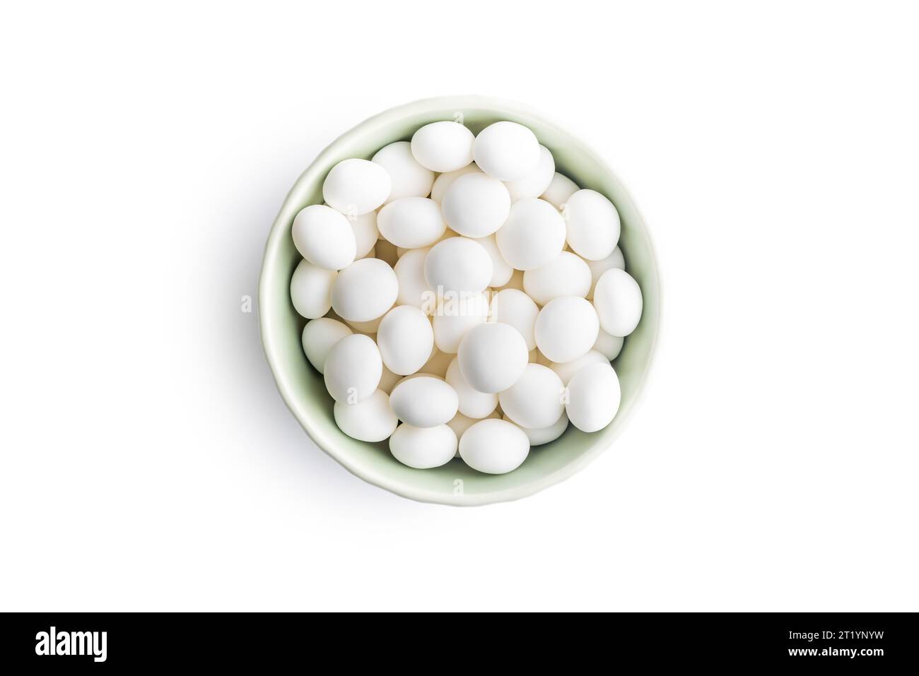 Mint candies. Menthol bonbons in bowl isolated on the white background ...