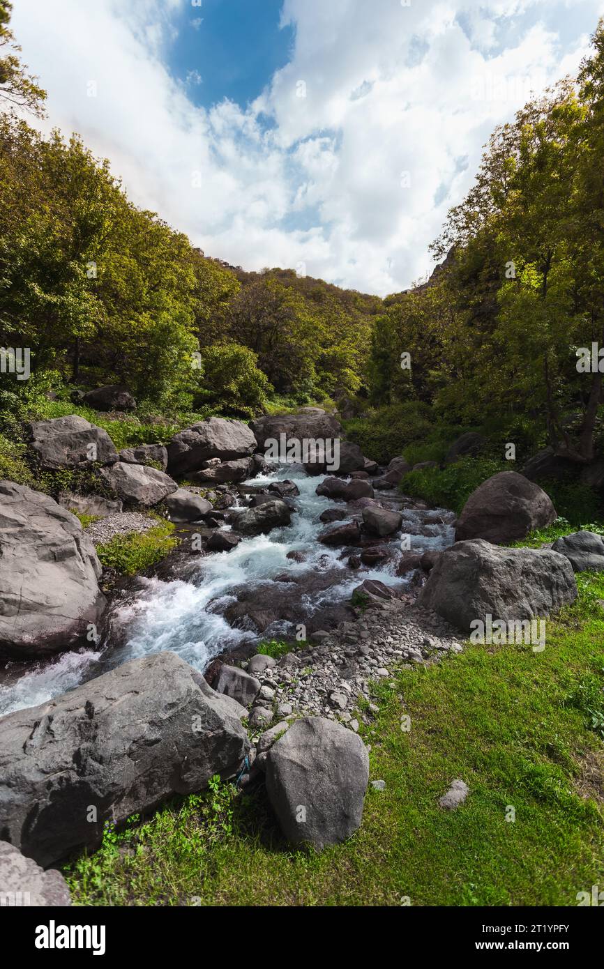 Streaming water spring within the Atlas Mountains of Morocco Stock ...