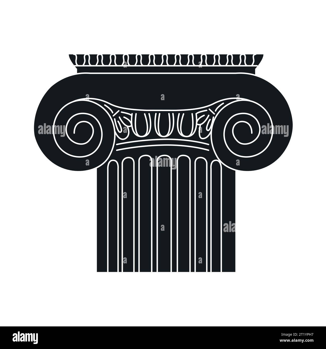 Greek ionic column black concept. Ancient architecture isolated on ...