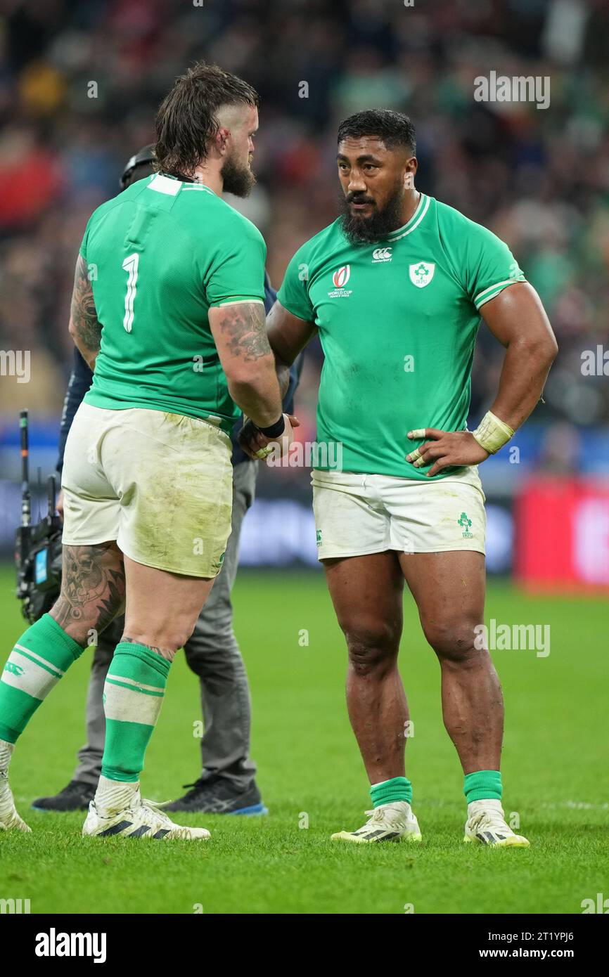 Ireland's Bundee Aki looks dejected after final whistle during the 2023 ...