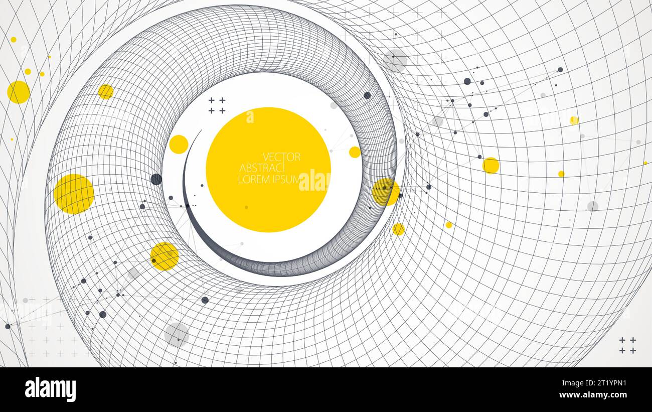 Modern science or technology art background. Vector wireframe spiral ...