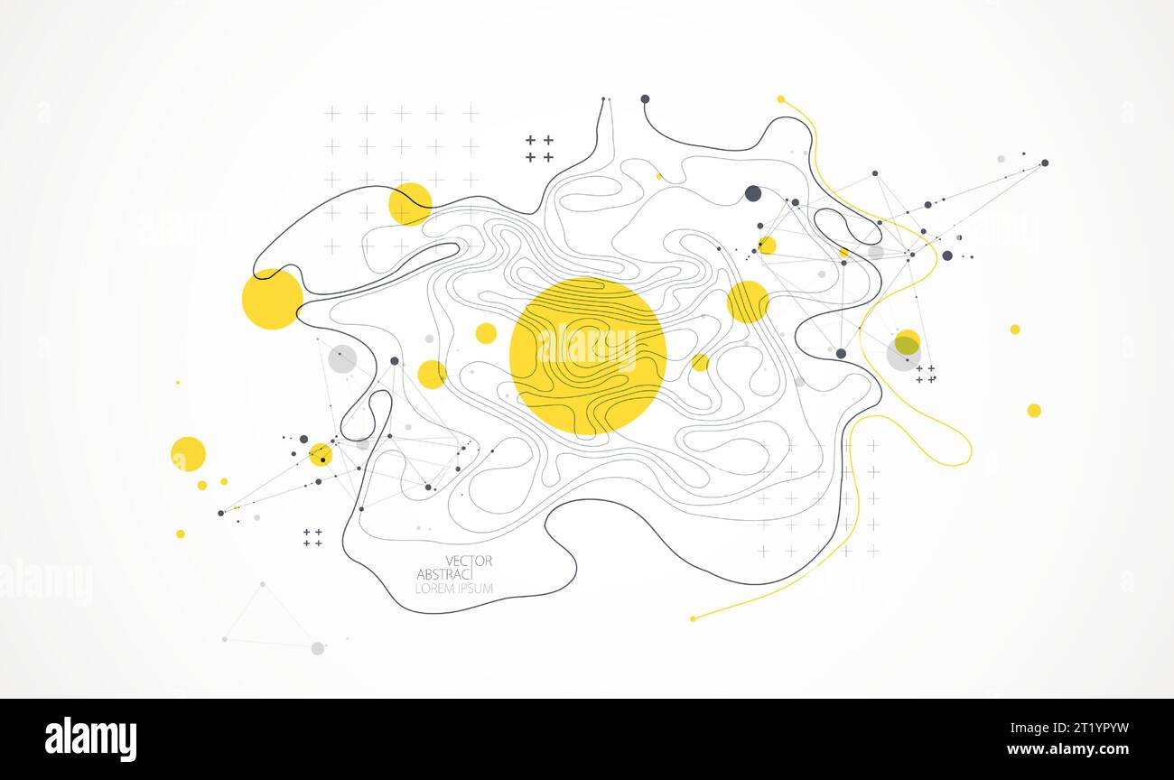 Vector abstract landscape geodesy topography map background. Art Line ...