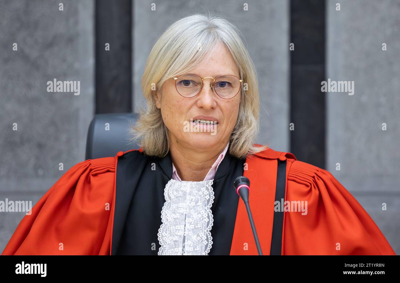 Nivelles, Belgium. 16th Oct, 2023. Chairwoman of the court Anne Leclercq pictured during the ...