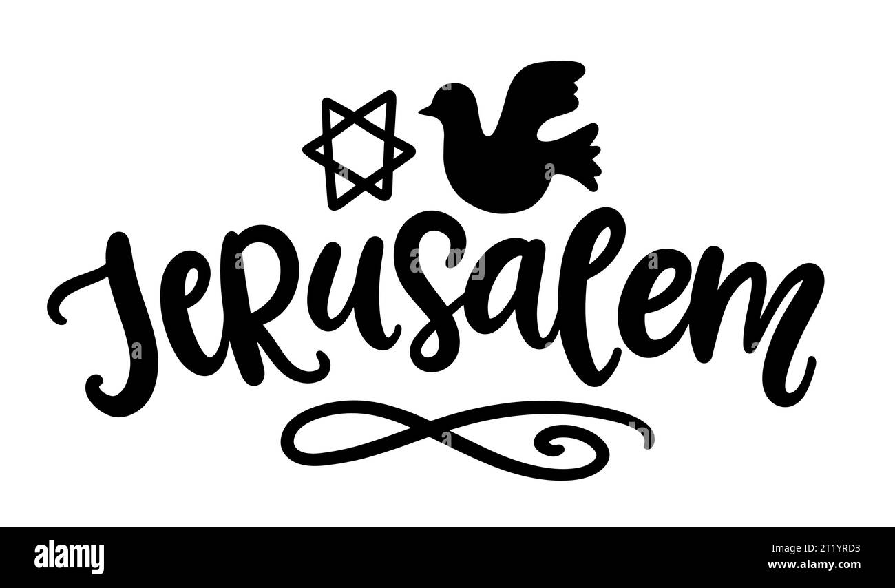 Jerusalem Israel inscription brush lettering word Stock Vector Image ...