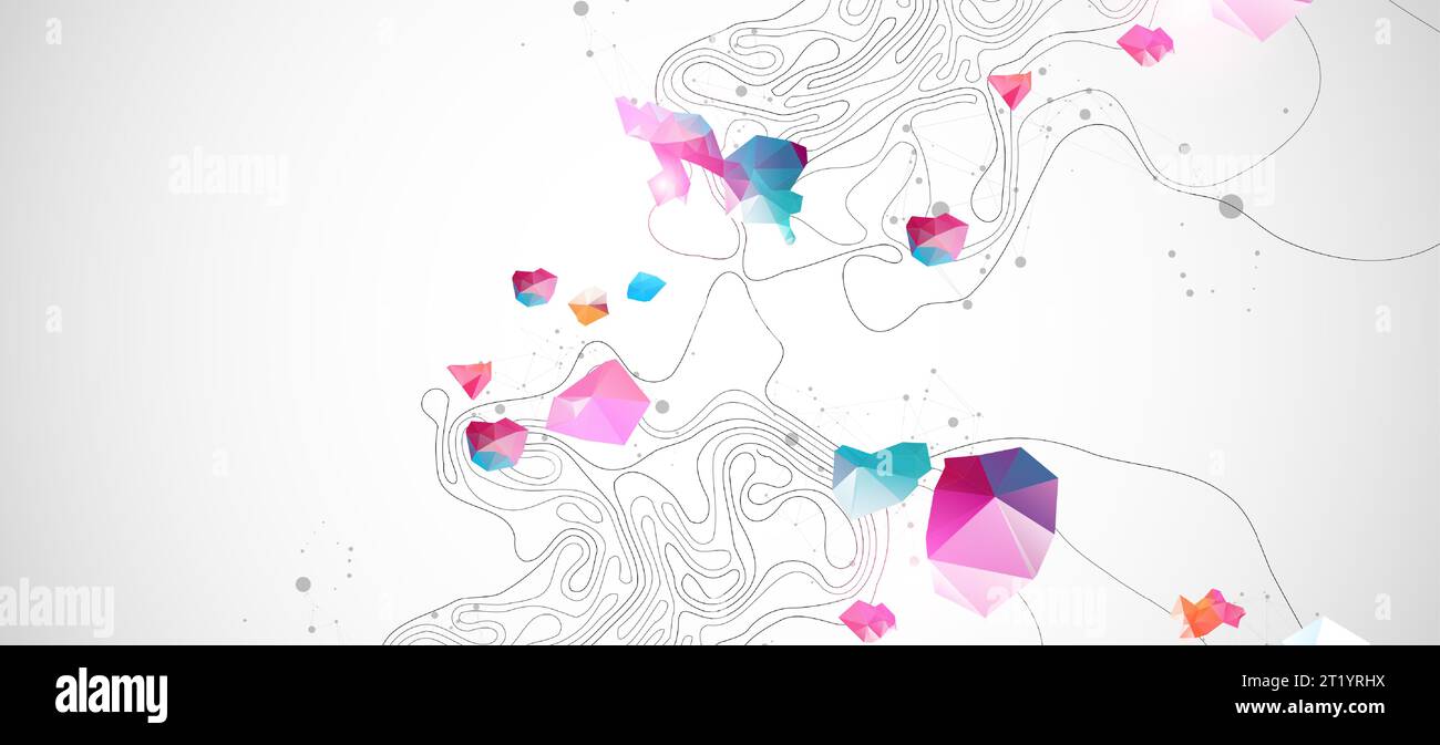 Vector abstract landscape geodesy topography map background. Art Line ...