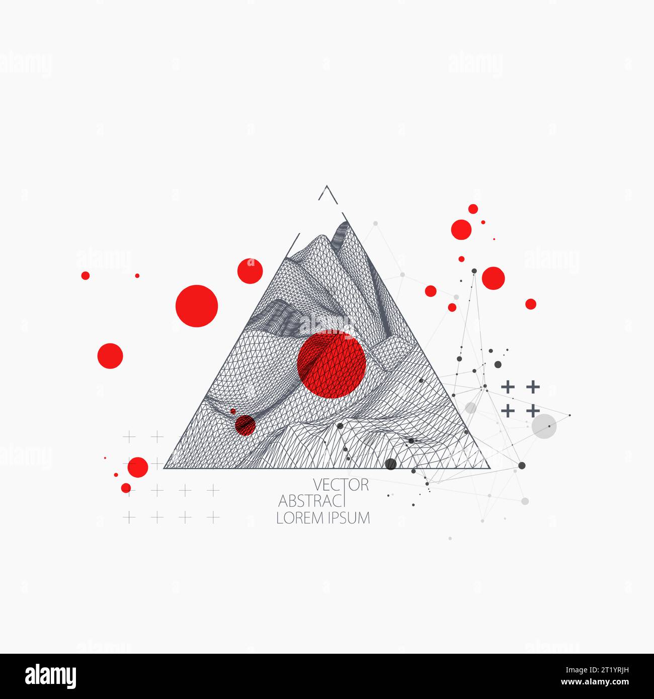 Scientific and technical image of the mountains. Abstract wireframe ...