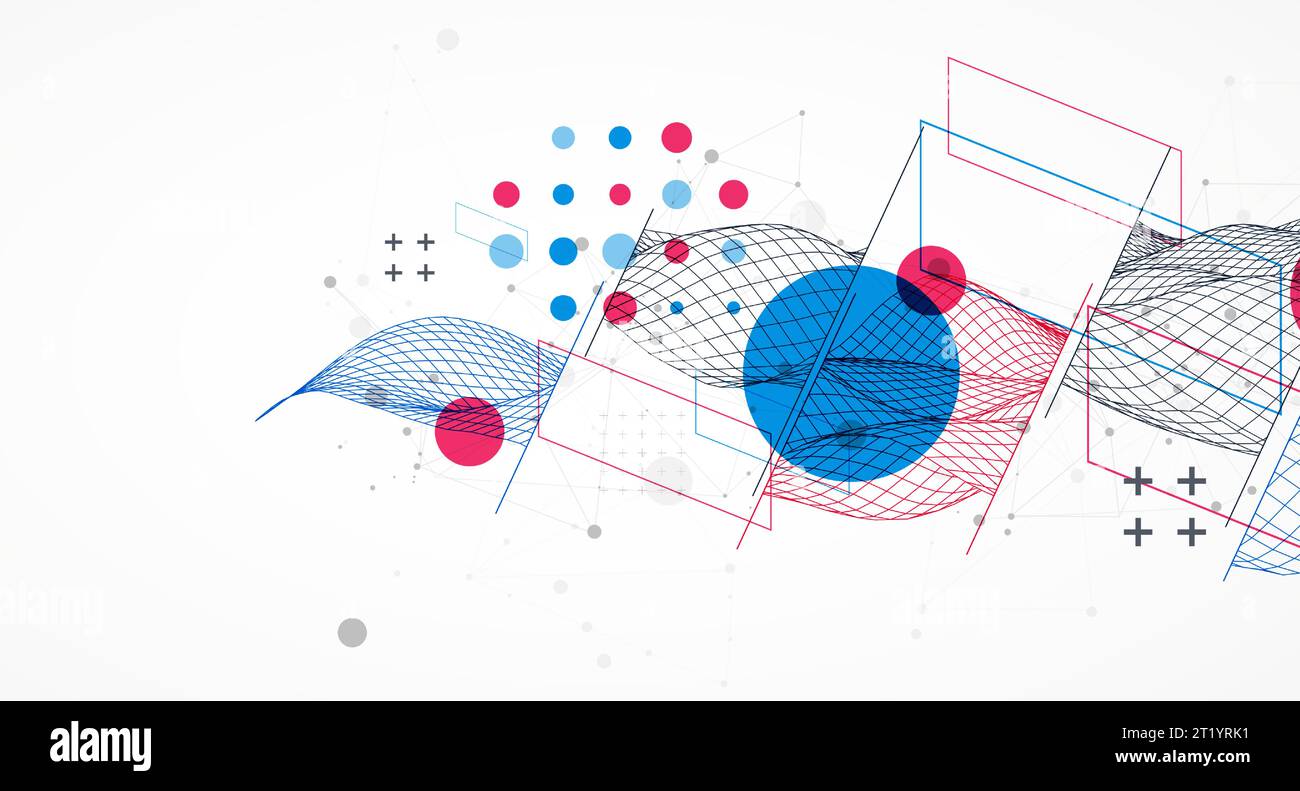 The abstract wave is made in a frame style. Template for science and ...