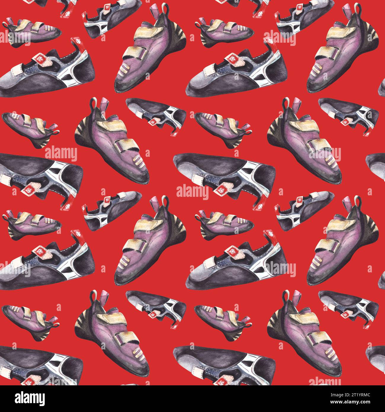 Climbing boulder shoes, different colours and sizes, seamless pattern ...
