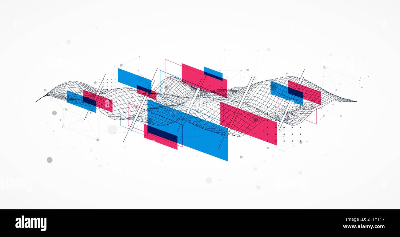 The abstract wave is made in a frame style. Template for science and ...