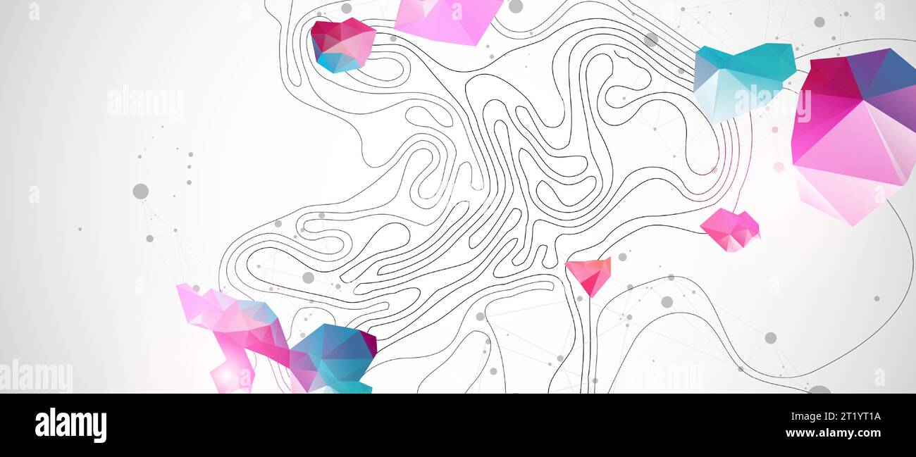 Vector abstract landscape geodesy topography map background. Art Line ...