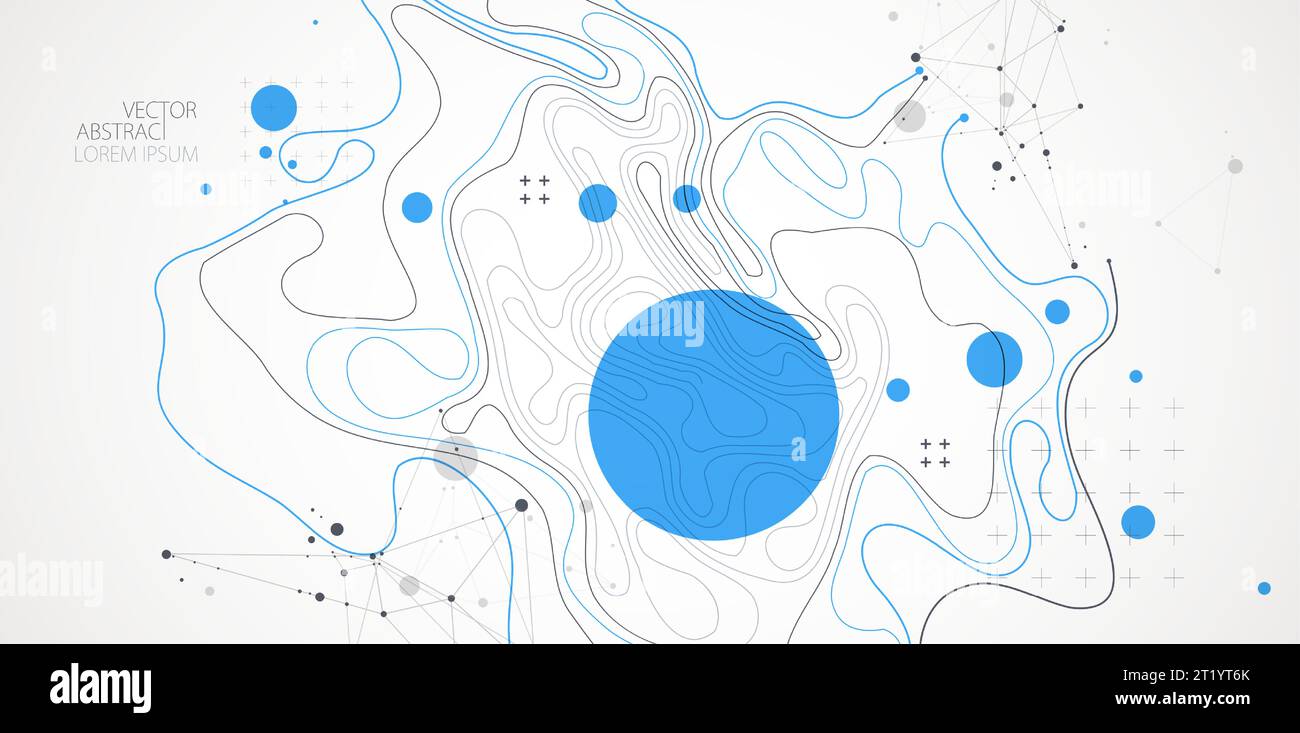 Vector abstract landscape geodesy topography map background. Art Line ...