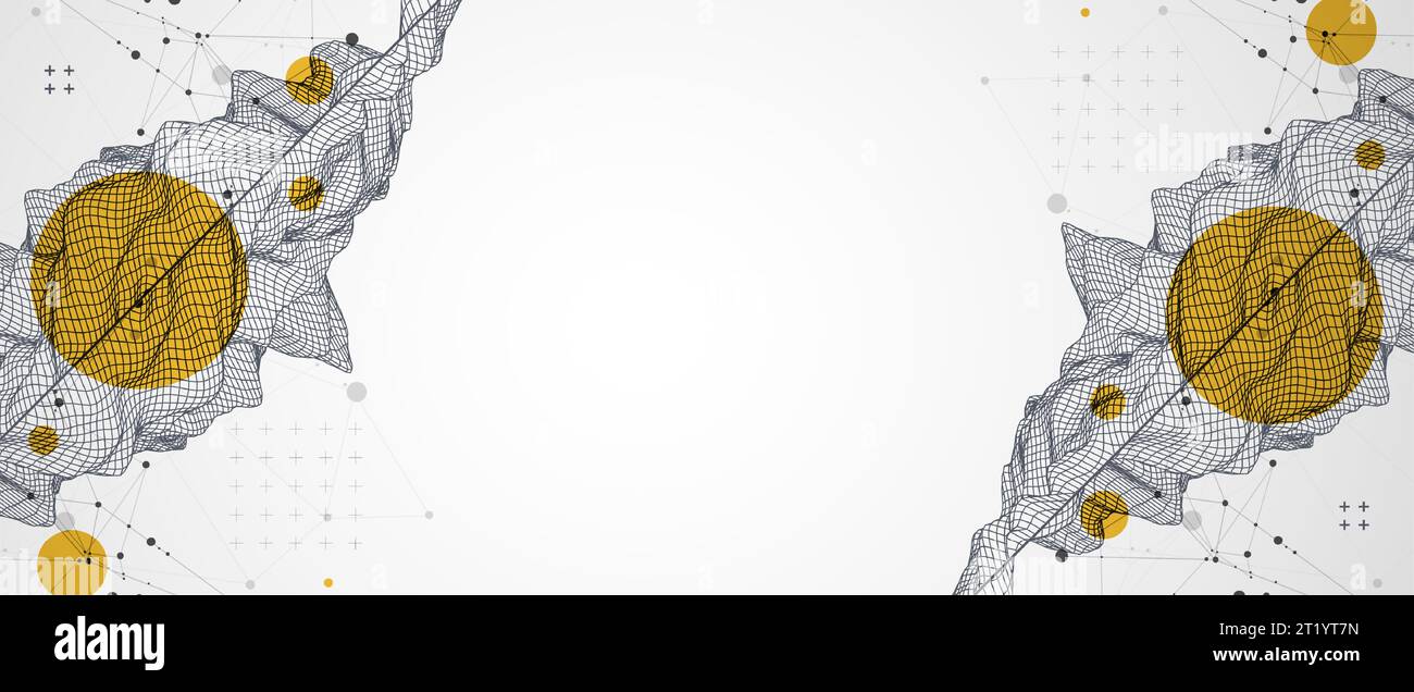 Modern science or technology art elements. Trendy abstract wireframe ...