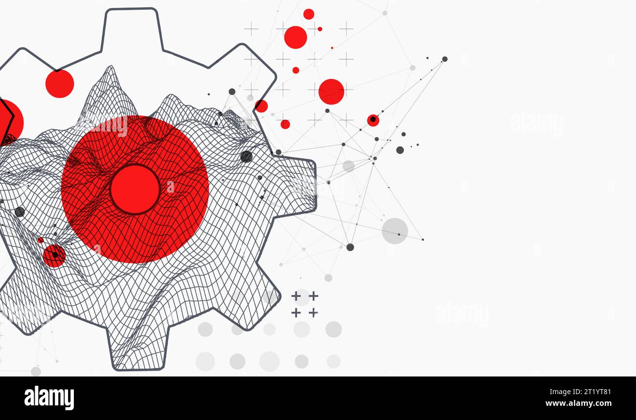 Modern Science Or Technology Abstract Background Using Cogwheel Wireframe Spot Surface