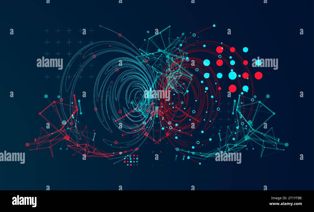 Abstract background with particles. Digital streaming background, wave flow. Plexus background ...