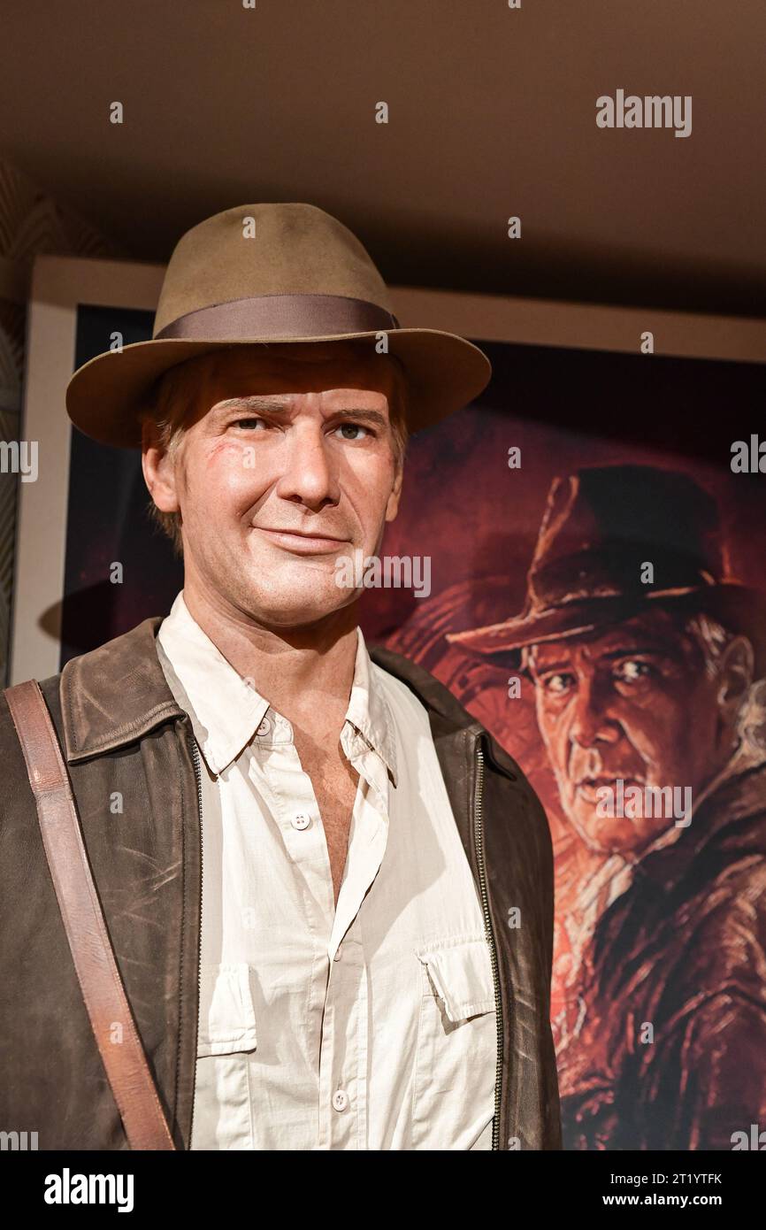 This photograph shows the sculpture of American actor Harrison Ford ...