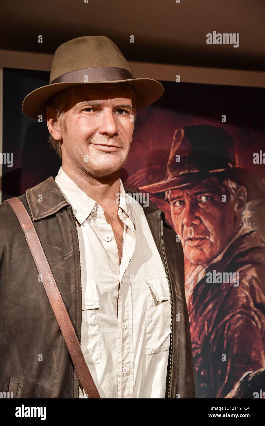 This photograph shows the sculpture of American actor Harrison Ford ...
