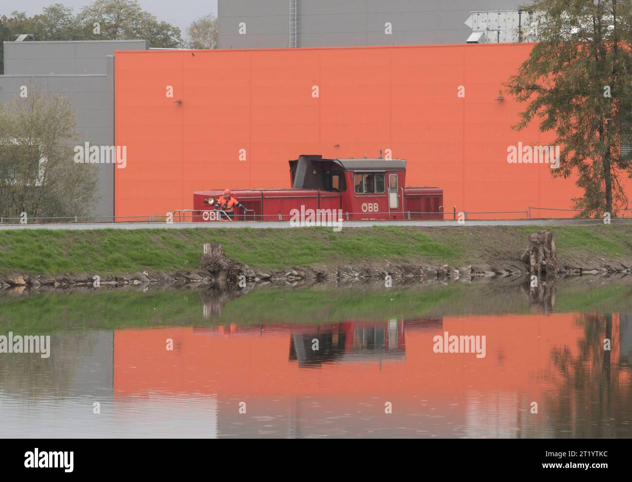 a OEBB locomotive or engine, a rail transport vehicle for train ...