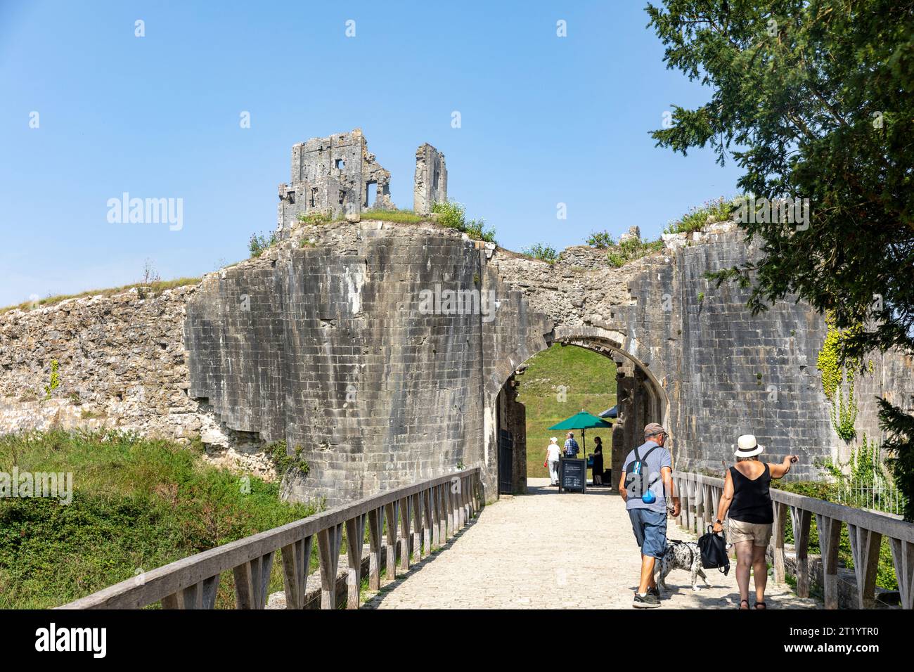 Visitors to Corfe Castle ruins Isle of Purbeck,Dorset,England,UK,2023 ...