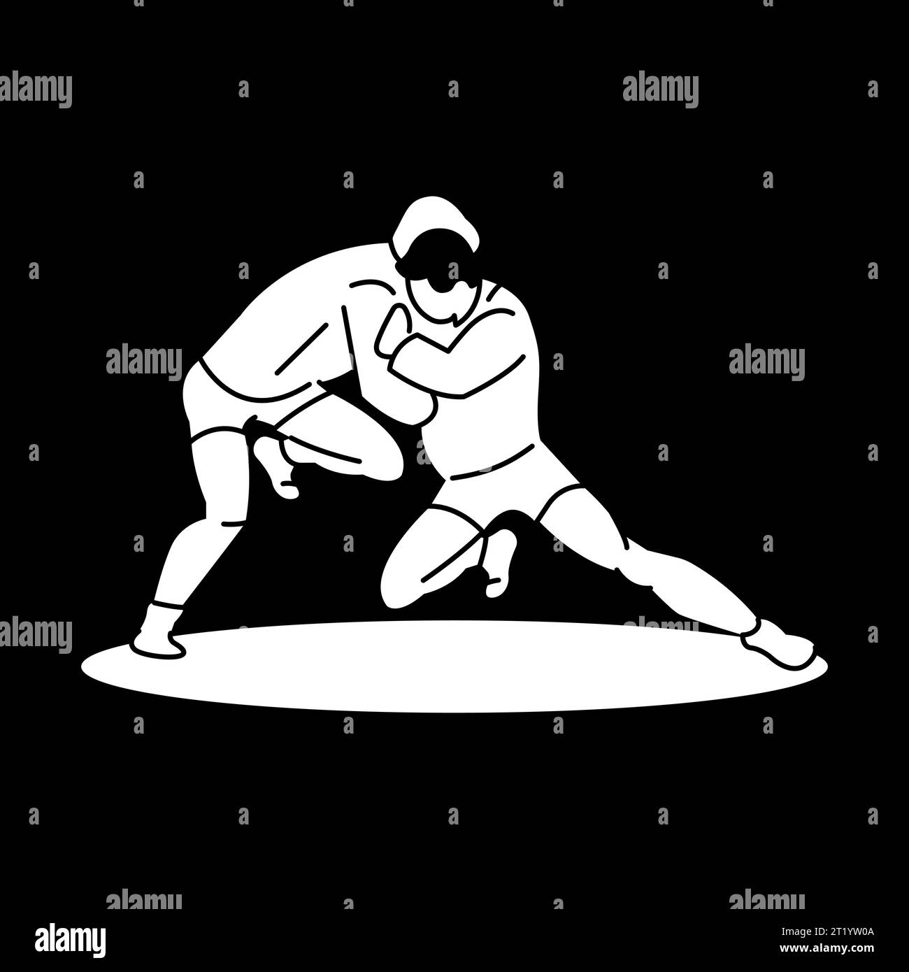Sambo players color concept. Martial art isolated on color background ...