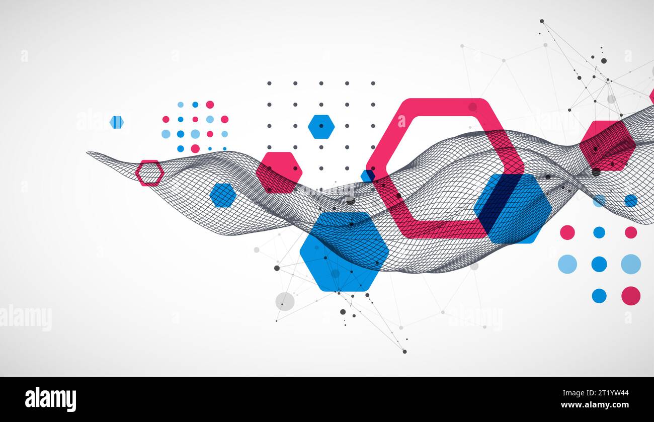 The abstract wave is made in a frame style. Template for science and ...