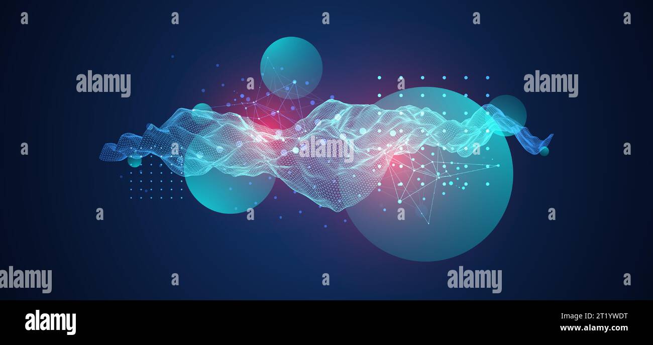 The abstract wave is made in a frame style in a bright gradient color ...