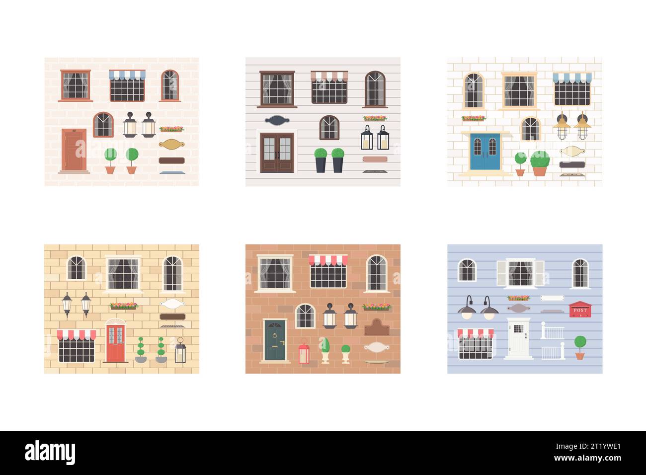 Collection of elements for house builders. Set includes doors, windows ...