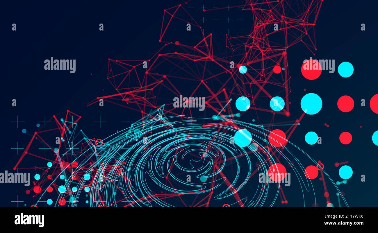 Abstract background with particles. Digital streaming background, wave flow. Plexus background ...