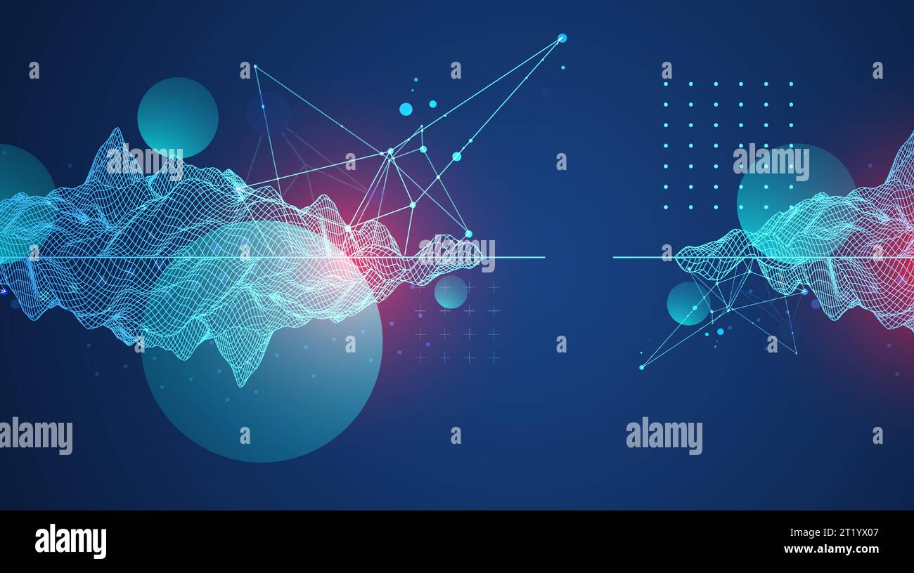 Modern science or technology art elements. Trendy abstract wireframe ...