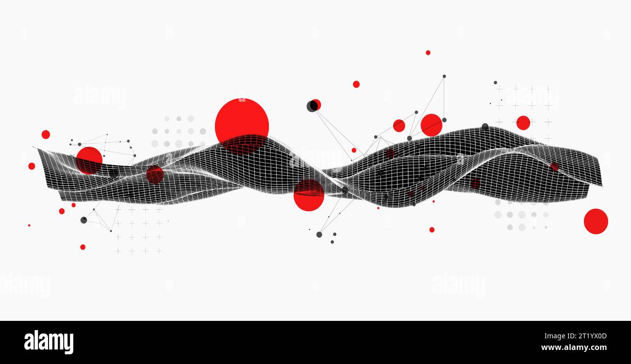 Wireframe wave. Trendy fluid cover design with plexus effect ...