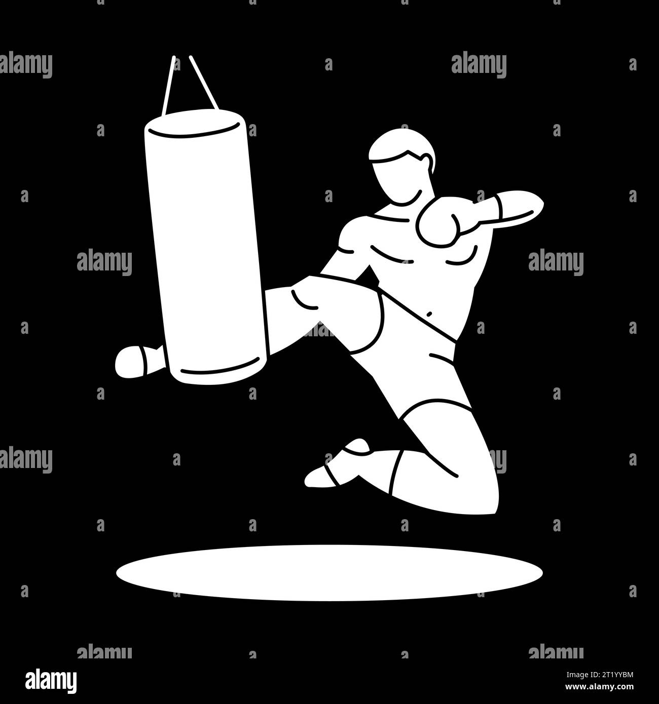 Thai boxing player color concept. French martial art isolated on color ...