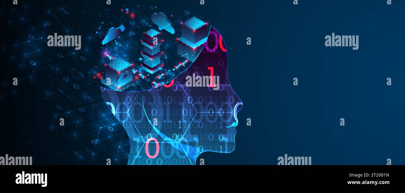 Artificial intelligence (AI) and big data concept. Machine cyber mind ...