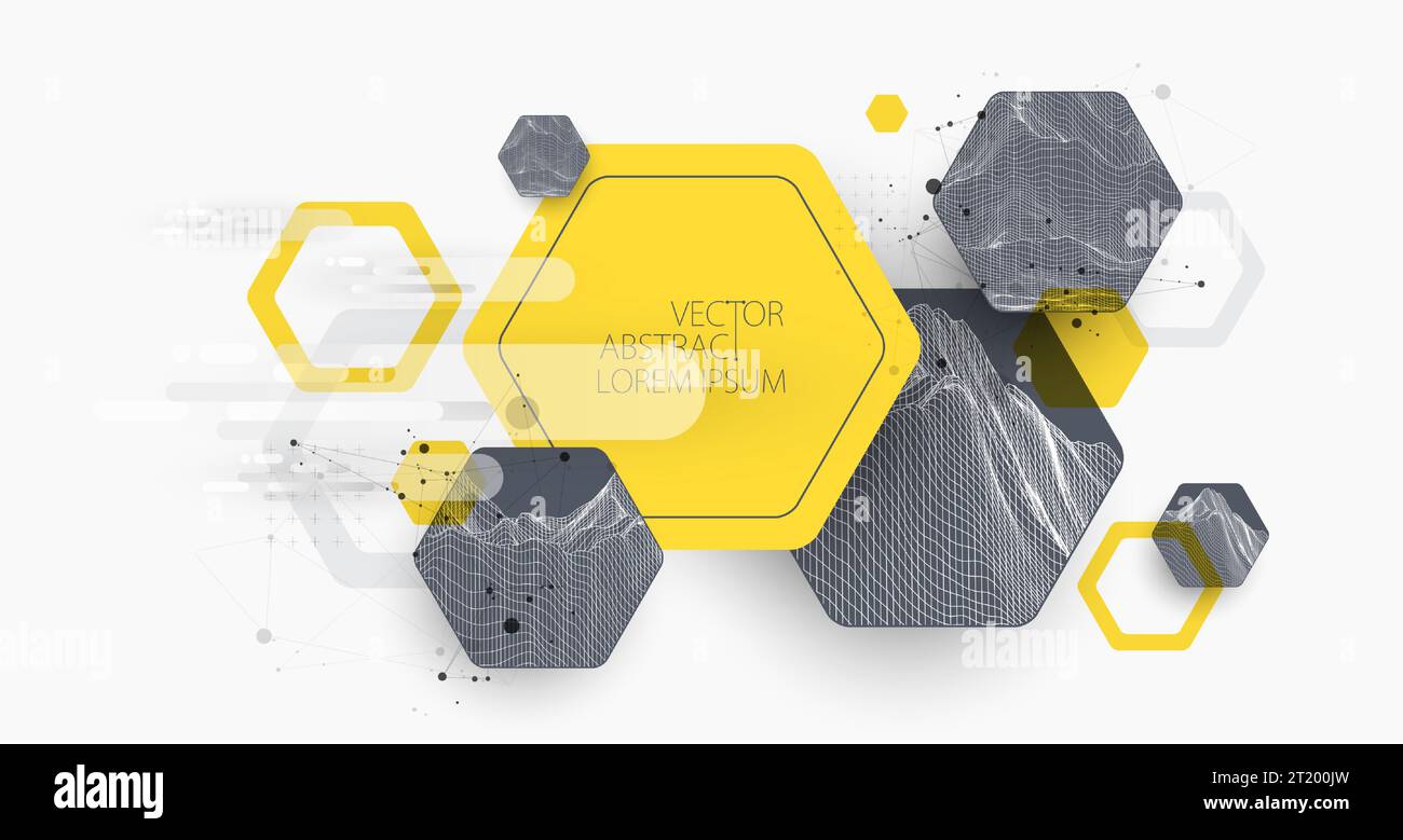 Modern Science Or Technology Abstract Background Using Hexagonal Shapes Wireframe Spot Surface