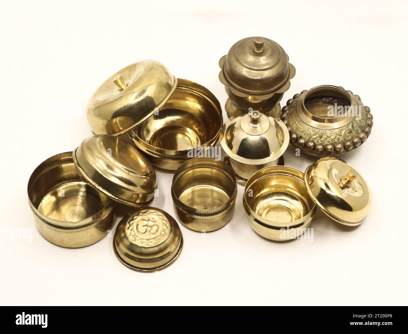 a set of golden vintage box, jar and bowl in luxurious design crafted ...