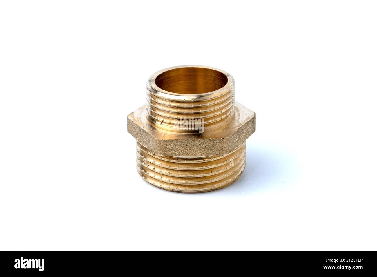 Metal coupling for connecting pipes on white Stock Photo - Alamy