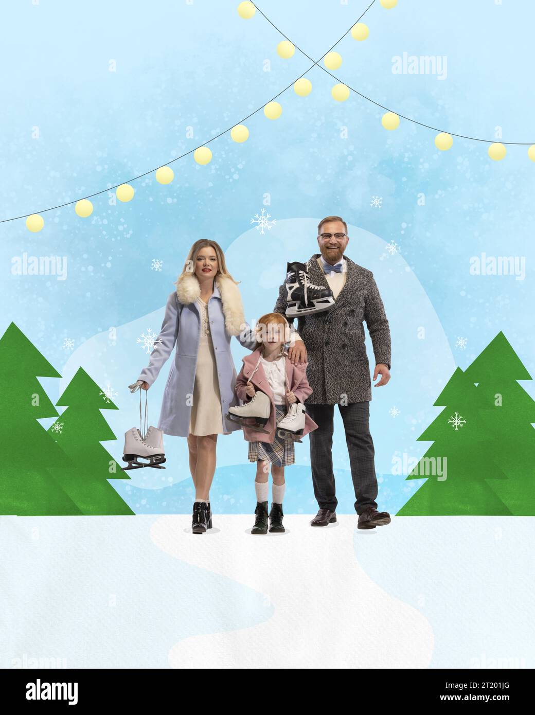 Poster. Contemporary art collage. Modern creative artwork. Happy family ...