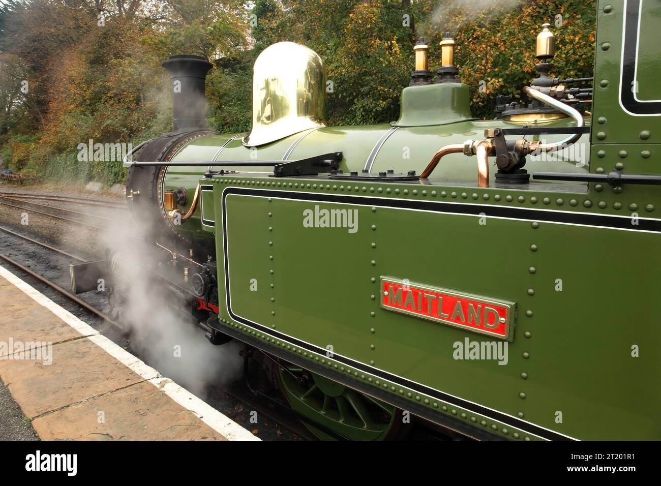 Steam locomotive no. 11 "Maitland" at Douglas station on the Isle of ...