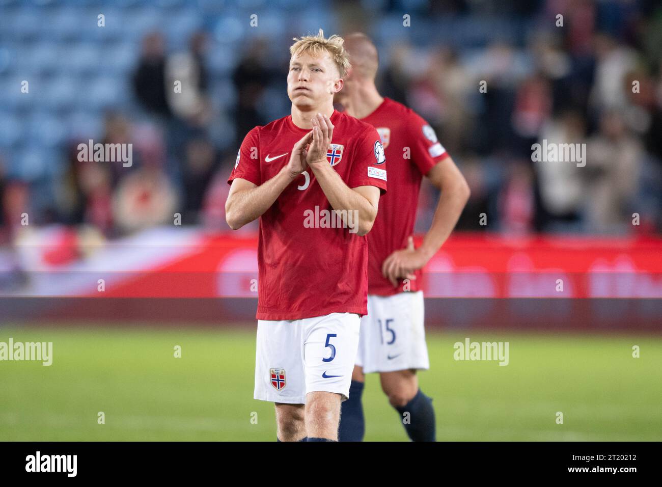 Oslo, Norway. 15th Oct, 2023. Birger Meling (5) of Norway seen after ...