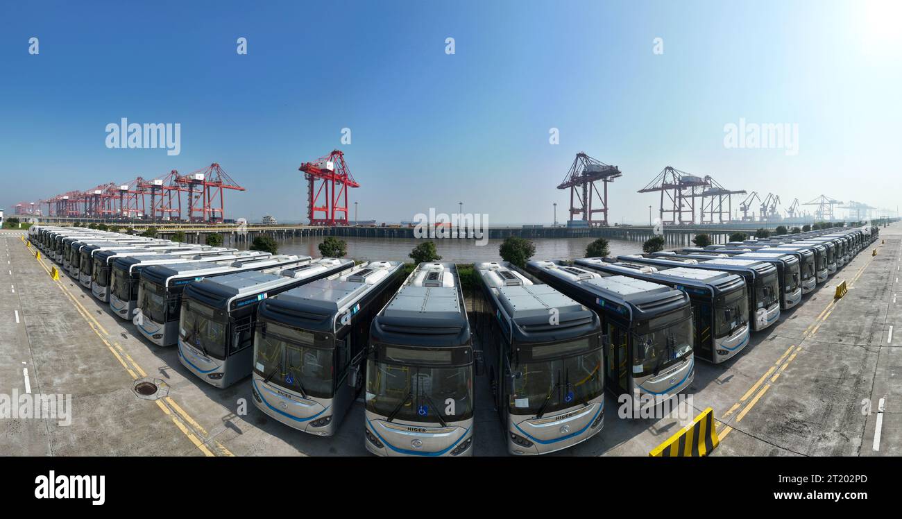 SUZHOU, CHINA - OCTOBER 16, 2023 - New energy buses for export to ...