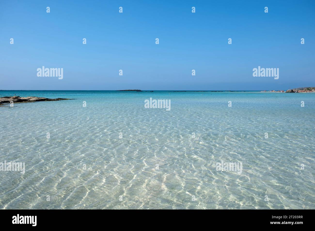 Elafonisi beach, Crete island Greece. Pink sand, shallow calm water ...