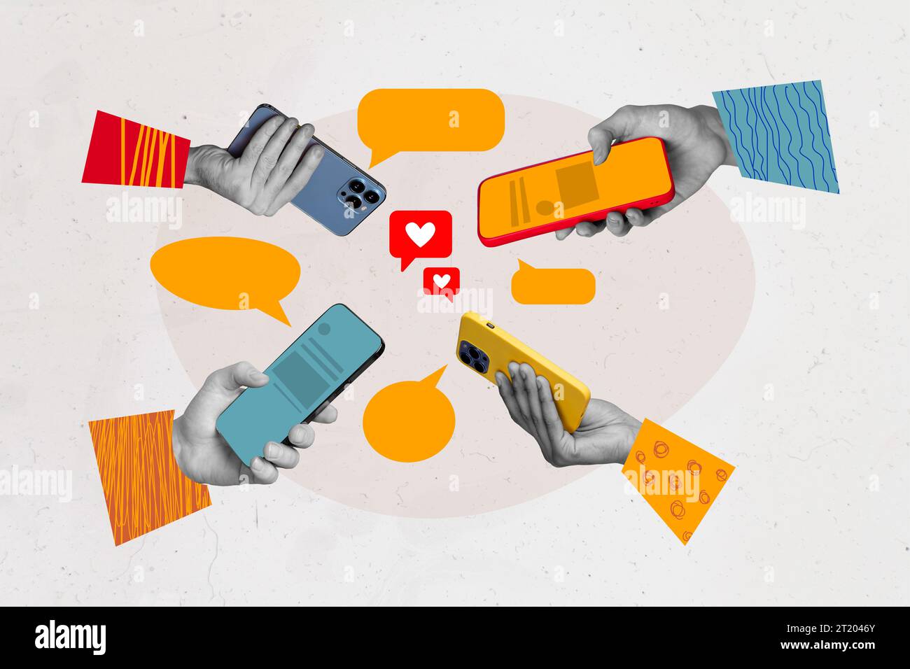 Photo cartoon comics sketch collage picture of arms chatting instagram ...