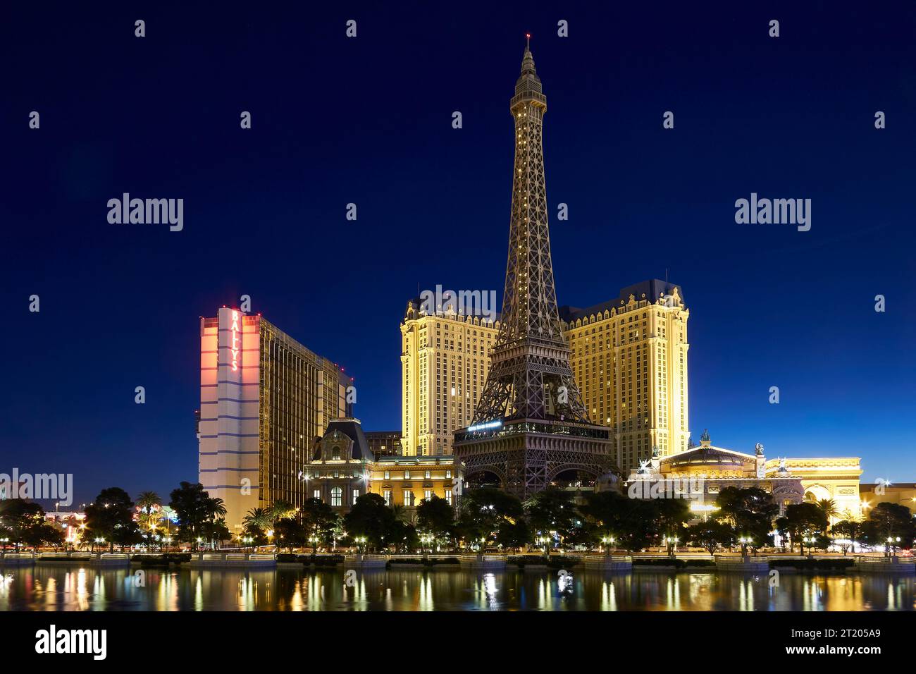 Night View Of The Paris Las Vegas And Faux Eiffle Tower, Opened In 1999 ...